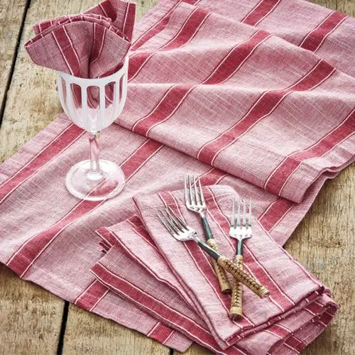 TAG White Stripe Napkin Set/4 Multi Cotton Summer