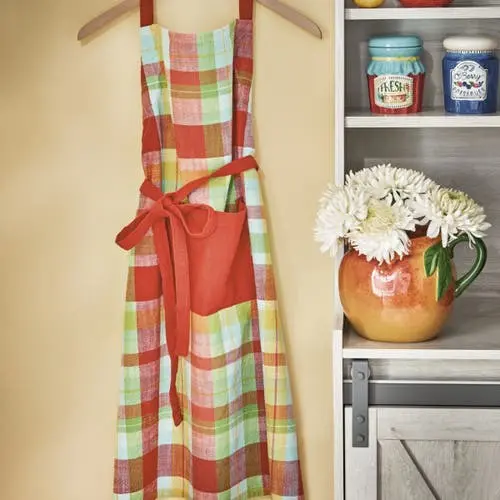 TAG Fresh Pick Plaid Apron Multi Cotton Summer