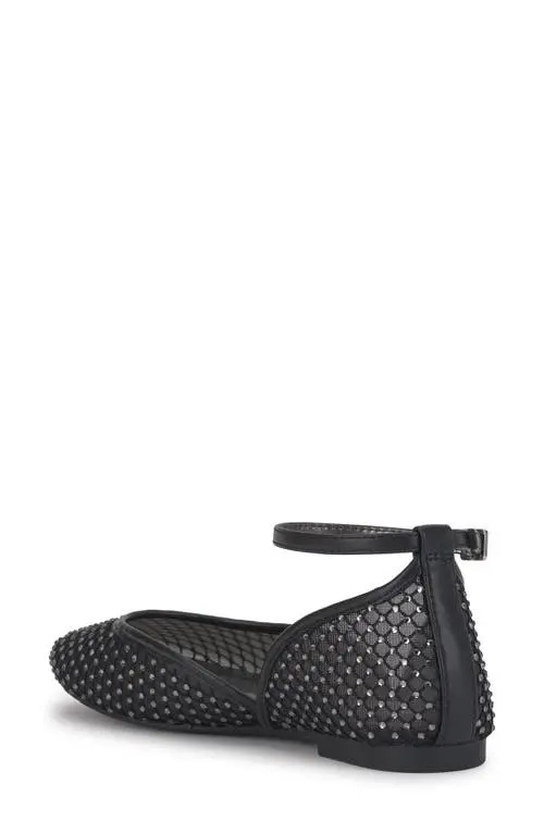 Jessica Simpson Laelli Ankle Strap Flat Embellished Mesh Ballerina