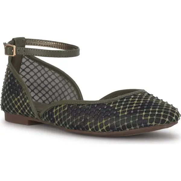 Jessica Simpson Laelli Ankle Strap Flat - Deep Moss Multi