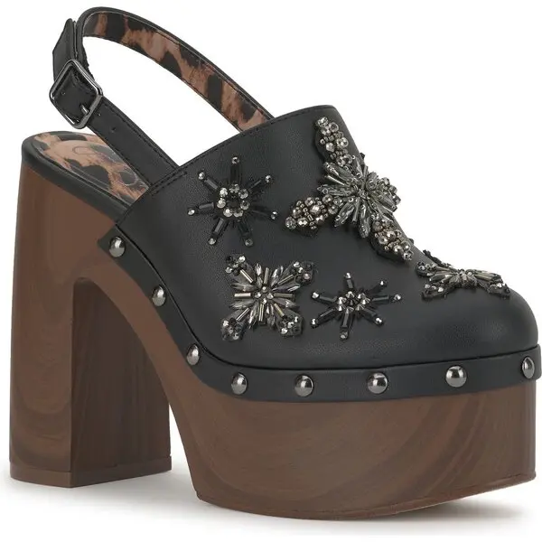 Jessica Simpson Cazea Crystal Embellished Slingback Platform Sandal - Black