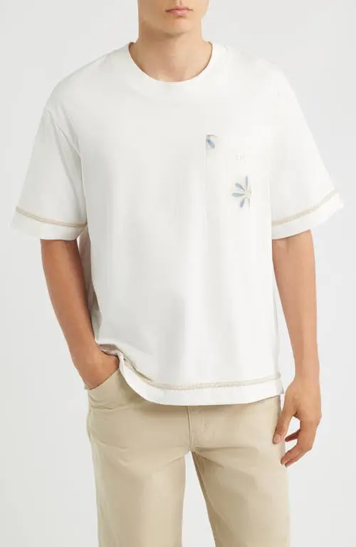CHE Daisel Embroidered Appliqué Relaxed Cotton T-shirt - Ivory