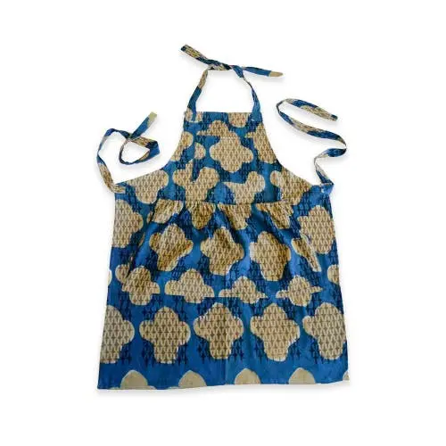 ICHCHA Organic Cotton Block Print Apron - Blue