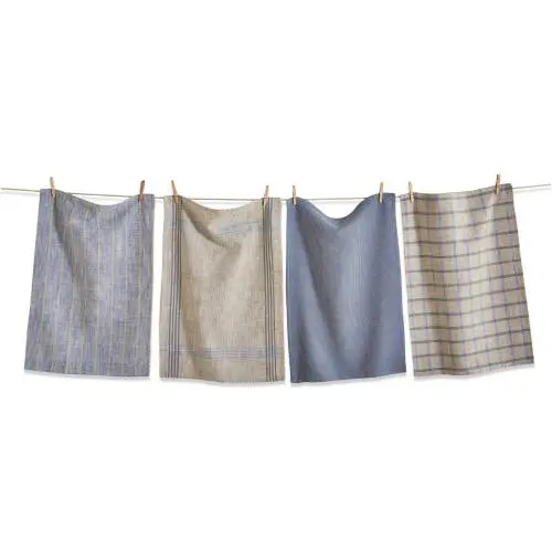 TAG Canyon Woven Denim Cotton Kitchen Dishtowels Set Of 4 - Blue