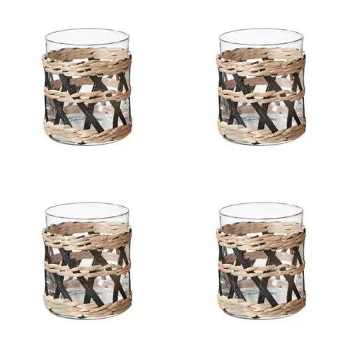 TAG Island Collection Clear Glass Dof Drinkware Set Of 4 - Black