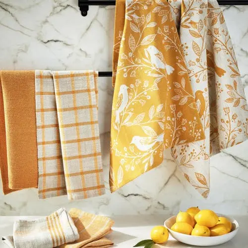 TAG Canyon Woven Dishtowel Set/4 Ochre Ochre Cotton Everyday - Orange