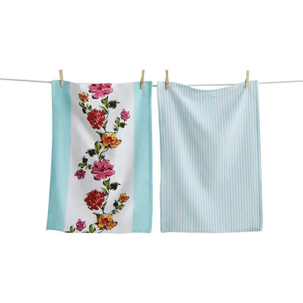 TAG In Bloom Dishtowel Set/2 Cotton Spring - Multi