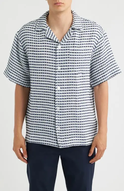 CHE Riita Waffle Linen Camp Shirt - Blue