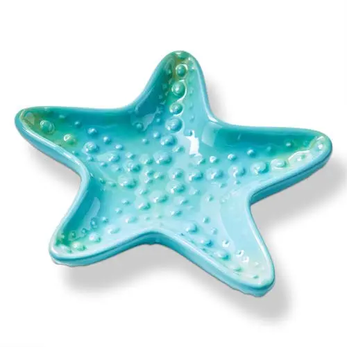 TAG Starfish Earthenware Trinket Dish Decorative Box Multi 5.5 X 5.38 X 0.75