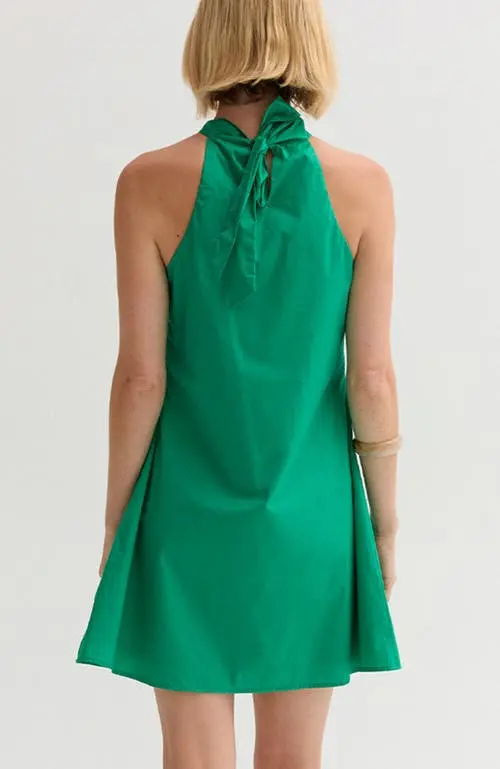 CRESCENT Halterneck Poplin Mini Dress - Green