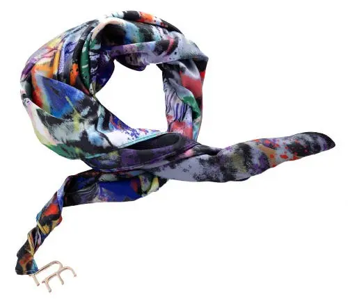 DAI MODA Frenzy Print Versa Scarf With Logo Hardware