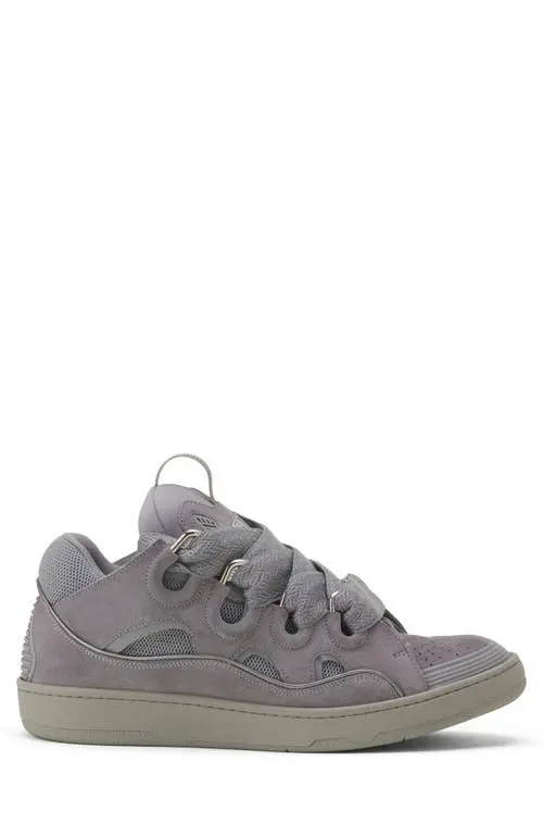 LANVIN Curb Monochrome Suede Sneakers - Light Grey