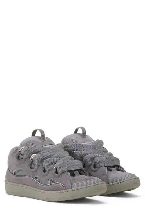 LANVIN Curb Monochrome Suede Sneakers - Light Grey