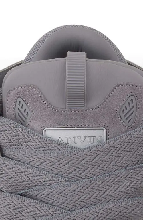 LANVIN Curb Monochrome Suede Sneakers - Light Grey