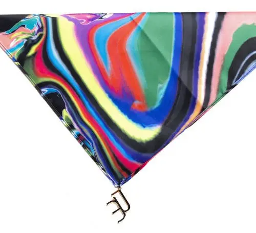 DAI MODA Ty Print Versa Scarf With Logo Hardware
