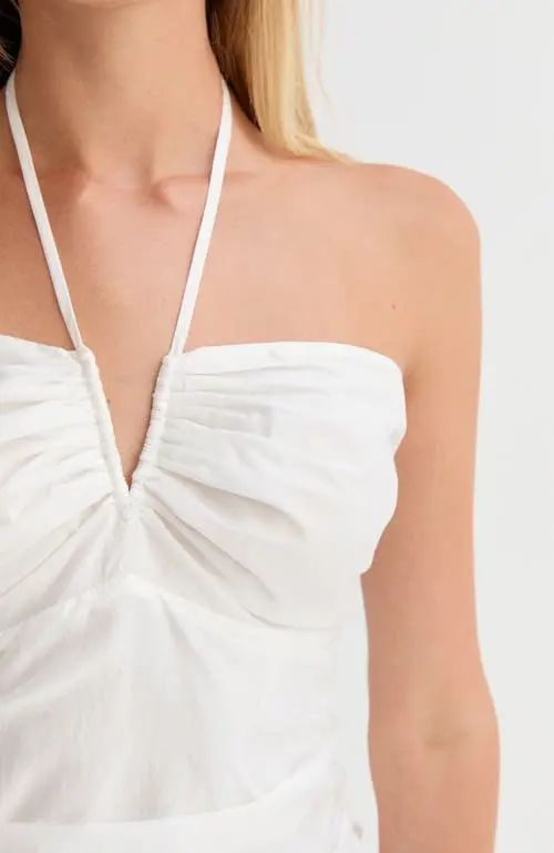 CRESCENT Shirred Halter Midi Dress In Tencel Blend