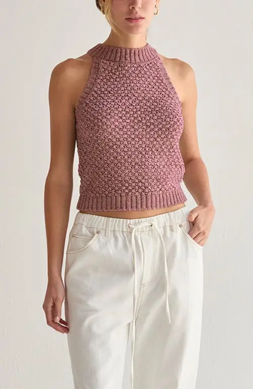CRESCENT Basket Weave Halter Knit Top