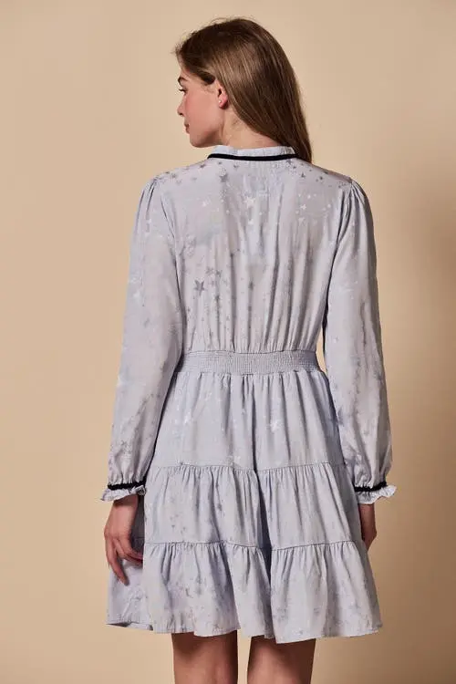 THE SHIRT The Parker Dress With Star Print And Velvet Trim