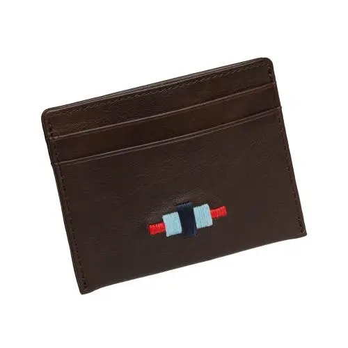 PAMPEANO Rombo Leather Card Case - Brown/red/blue