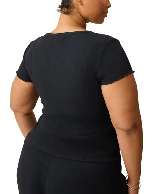 KINDRED BRAVELY Ribbed Modal Notched Nursing T-shirt - Black