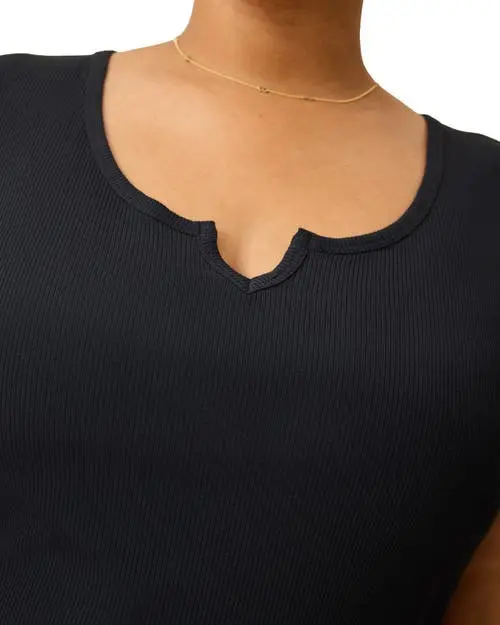 KINDRED BRAVELY Ribbed Modal Notched Nursing T-shirt - Black