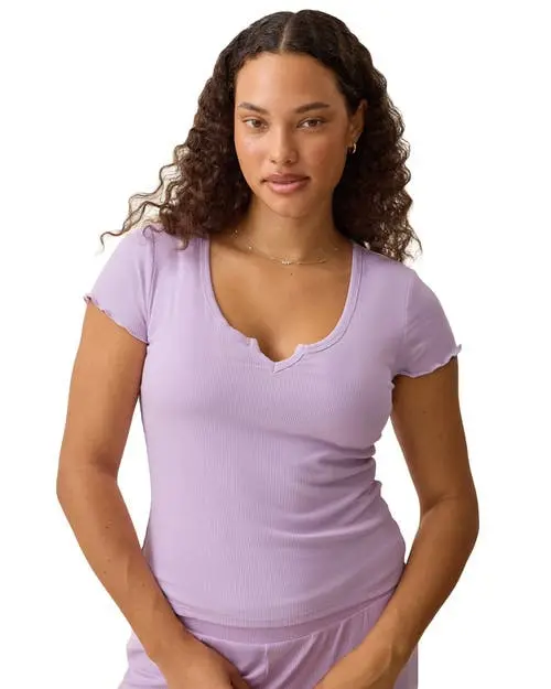 KINDRED BRAVELY Ribbed Modal Notched Nursing T-shirt - Lavender