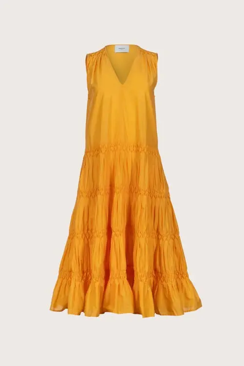Merlette Wallis Smocked Cotton Lawn Midi Dress - Marigold
