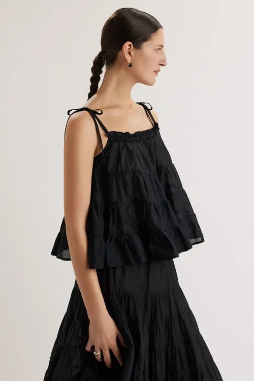 Merlette Saaz Sleeveless Tiered Cotton Voile Top