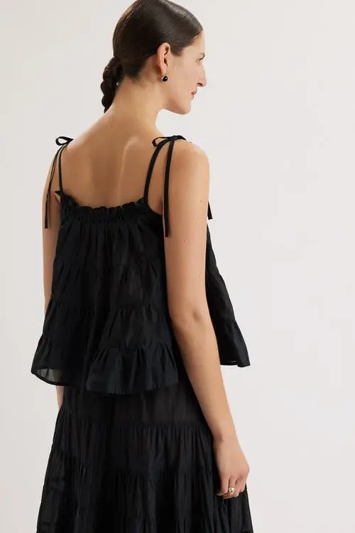 Merlette Saaz Sleeveless Tiered Cotton Voile Top