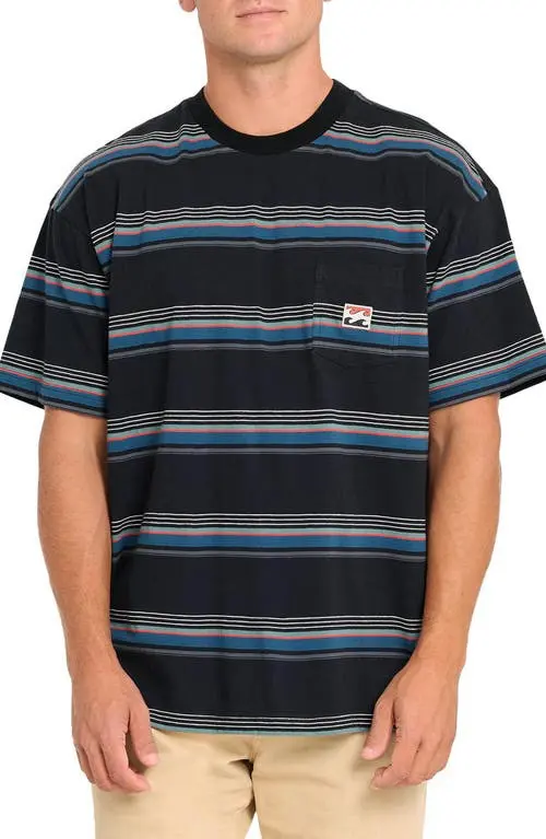 BILLABONG Baxter Oversize Stripe Pocket T-shirt - Black