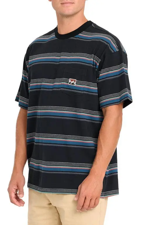 BILLABONG Baxter Oversize Stripe Pocket T-shirt - Black