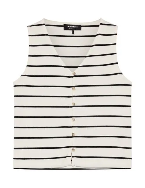 Whistles Stripe Button Front Tank