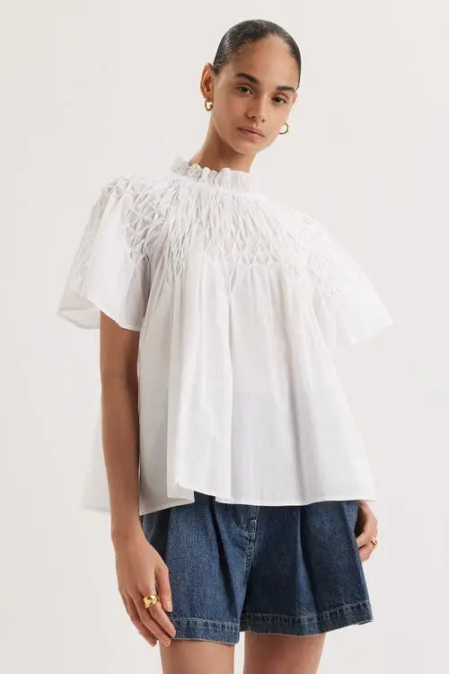 Merlette Bejart Short Sleeve Top - White