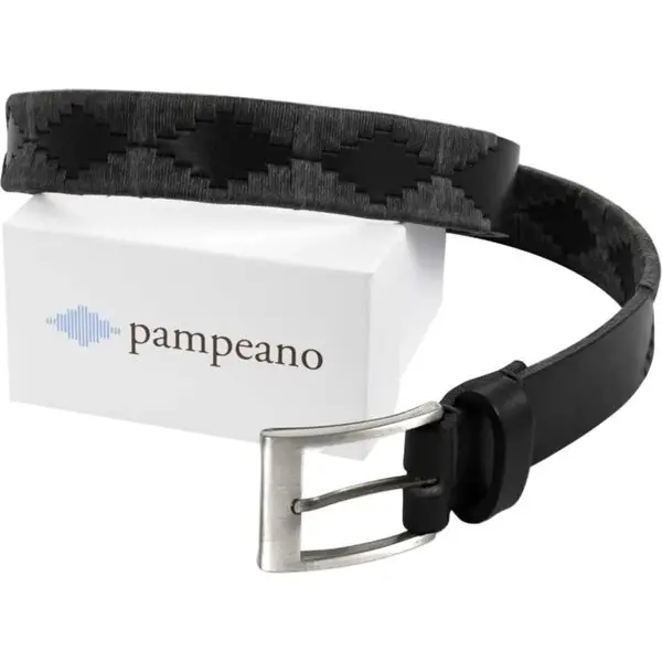 PAMPEANO Woven Leather Belt With Silver Buckle - Black