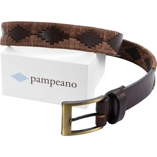 PAMPEANO Bordado Leather Belt With Woven Detailing - Brown