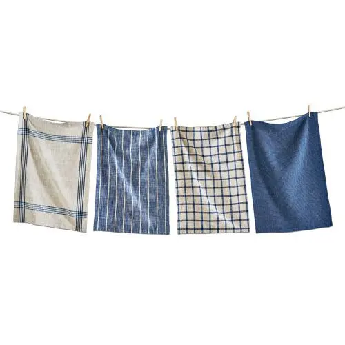 TAG Canyon Woven Dishtowel Set Of 4 Midnight Kitchen Cloths - Blue