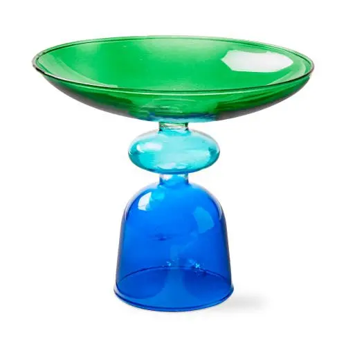 TAG Mira Pedestal Decorative Dish Multi Borosilicate Glass 6x6x1.97 - Blue