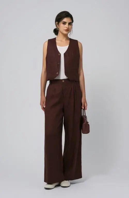JUANA Hemp High Rise Tapered Leg Trousers - Espresso