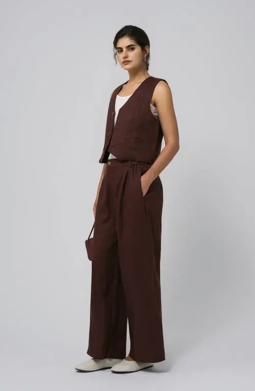 JUANA Hemp High Rise Tapered Leg Trousers - Espresso