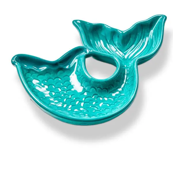 TAG Mermaid Tail Earthenware Trinket Dish Decorative Box Multi 6.5 X 5 X 0.75 - Multicolored