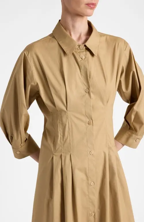Santorelli Miley Midi Shirt Dress In Cotton Stretch - Chai