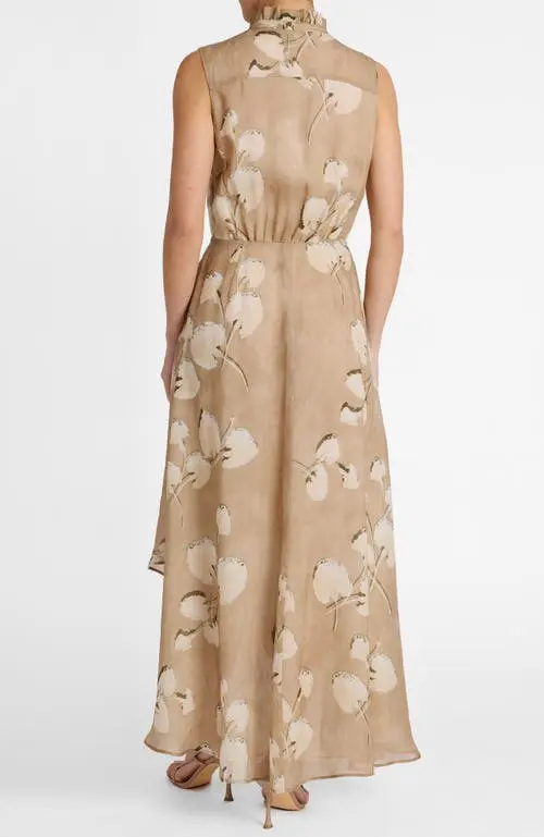 Santorelli Carson Sleeveless Floral Printed Voile Midi Dress - Chai