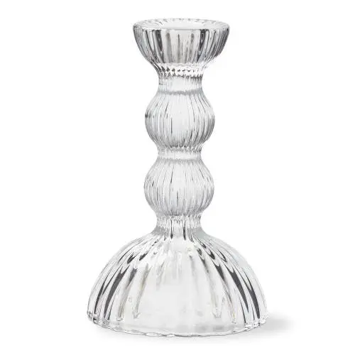 TAG Ella Soda Lime Glass Taper Candle Holder 3.62x3.62x5.91 - Clear
