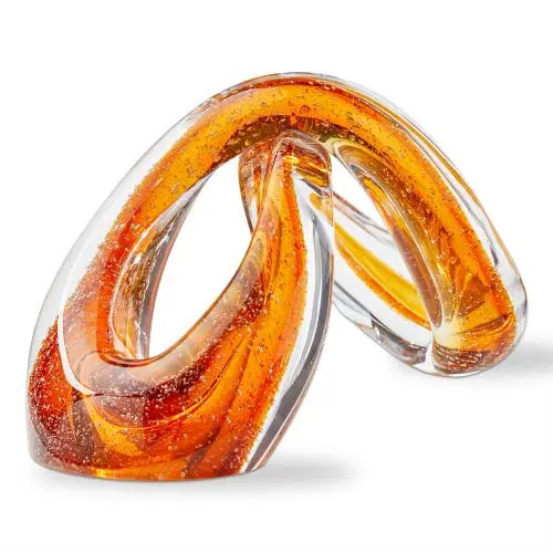 TAG Amber Infinity Arch Glass Decor Sculpture 8.5 X 4 X 5.3