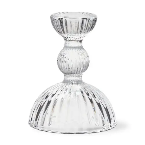 TAG Soda Lime Glass Ella Small Taper Candle Holder 3.62x3.62x4.53 - Clear