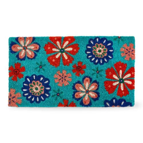TAG Eclectic Fun Flower Multi Coir Doormat 30x17x1 - Multicolored