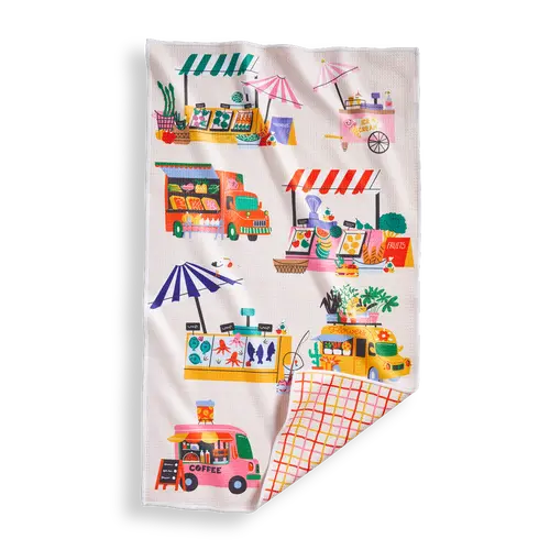 TAG Super Absorbent Kitchen Towel Farmers Market Multi Dishtowels 80% Recycled Polyester 18x30 - Multicolored