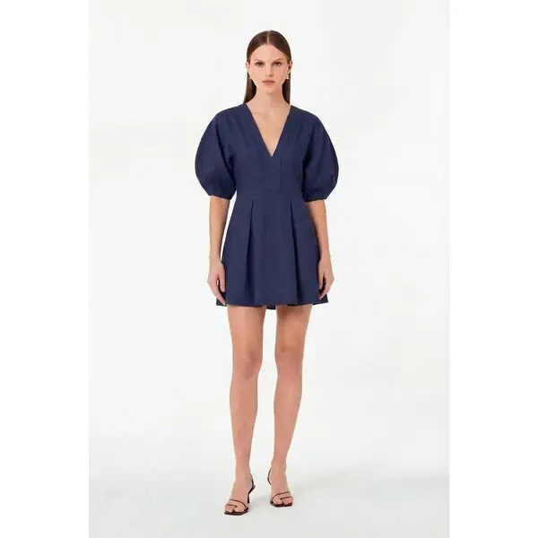 NICHOLAS Josefa Linen Mini Dress - Midnight