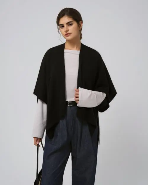 JUANA Cashmere Blend Cape - Black