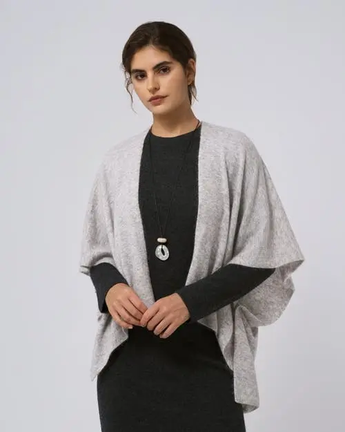 JUANA Cashmere Blend Cape - Gray